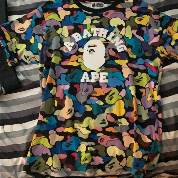 Bape | Shirts | Bape Dark Multi Color Tshirt | Poshmark